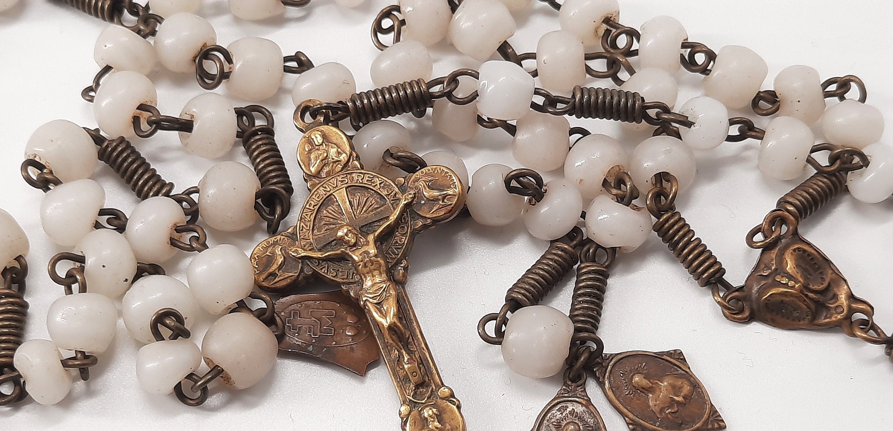 Rare Antique Italy Rosary With Relic Cross Jesus Nazarenus Rex ...