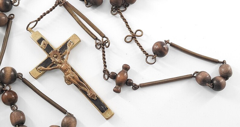 Rare Antique French 5 Decades Nuns Habit Rosary Credo Cross Spiral ...