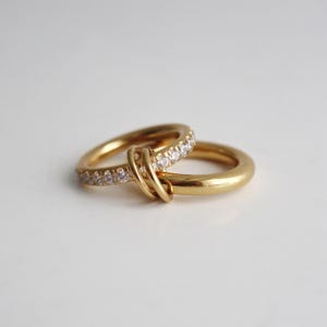 Cecilia Double Stacked Ring | Cz Interlocking Ring - Etsy