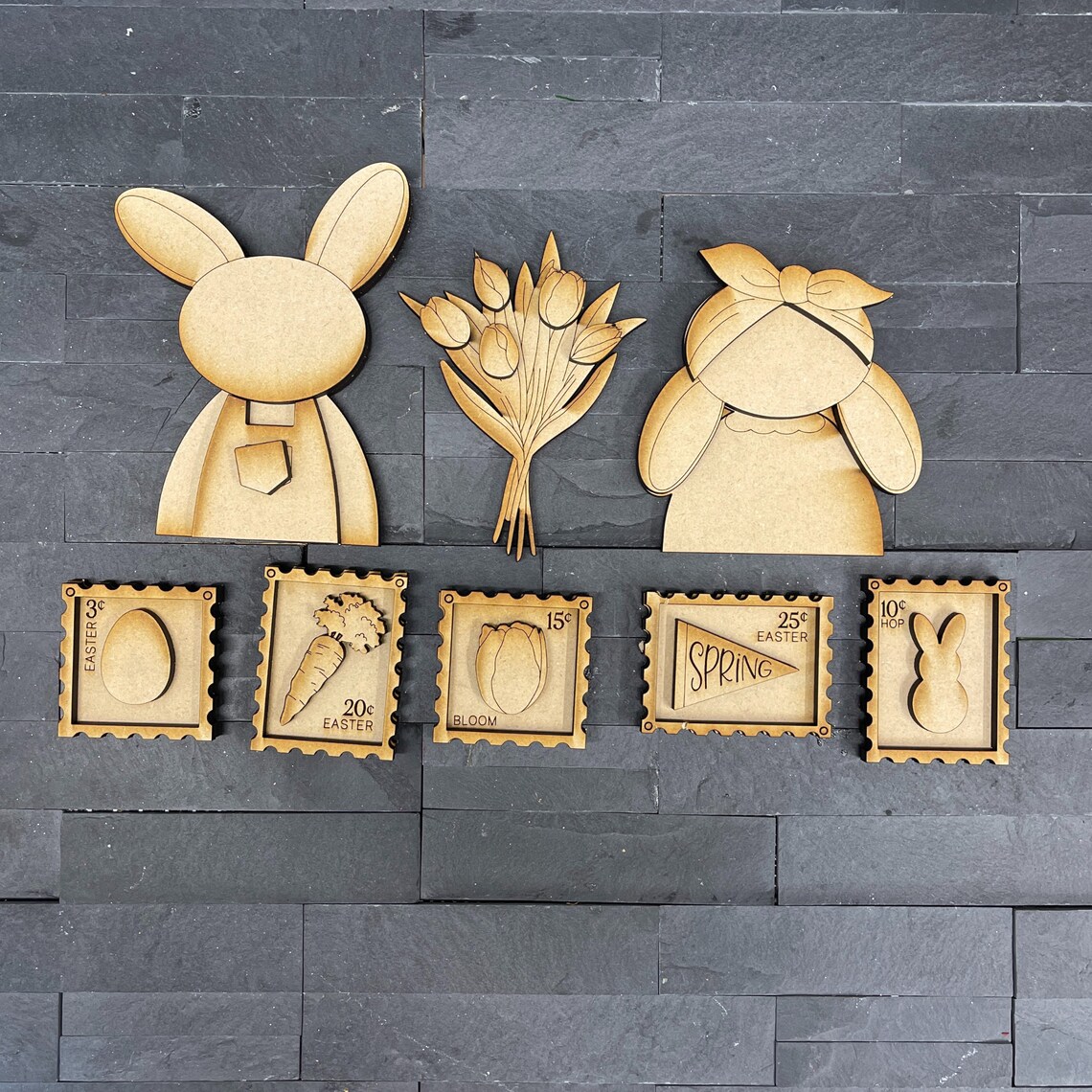 Easter Bunny Set Wood Cut Out | Bunny SVG Cut File | Carrot Tiered Tray ...