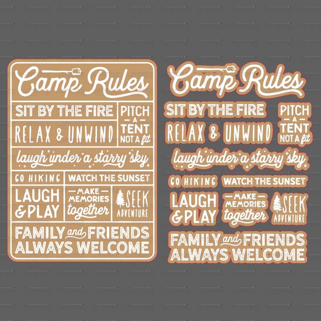 Camp Rules SVG, PNG, and PDF Chalk File I Glowforge I Cricut I ...