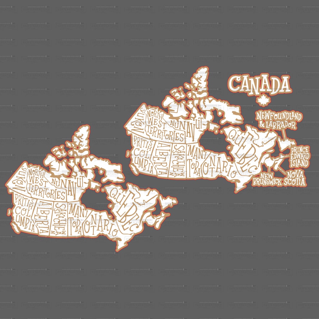 Map of Canada SVG, PNG, and PDF Chalk File I Glowforge I Cricut I ...