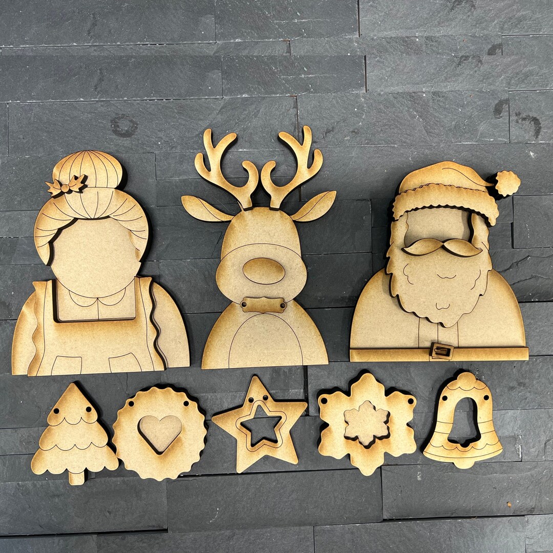 North Pole Wood Cut-out Bundle I Mr and Mrs Claus I Reindeer I Cookies ...
