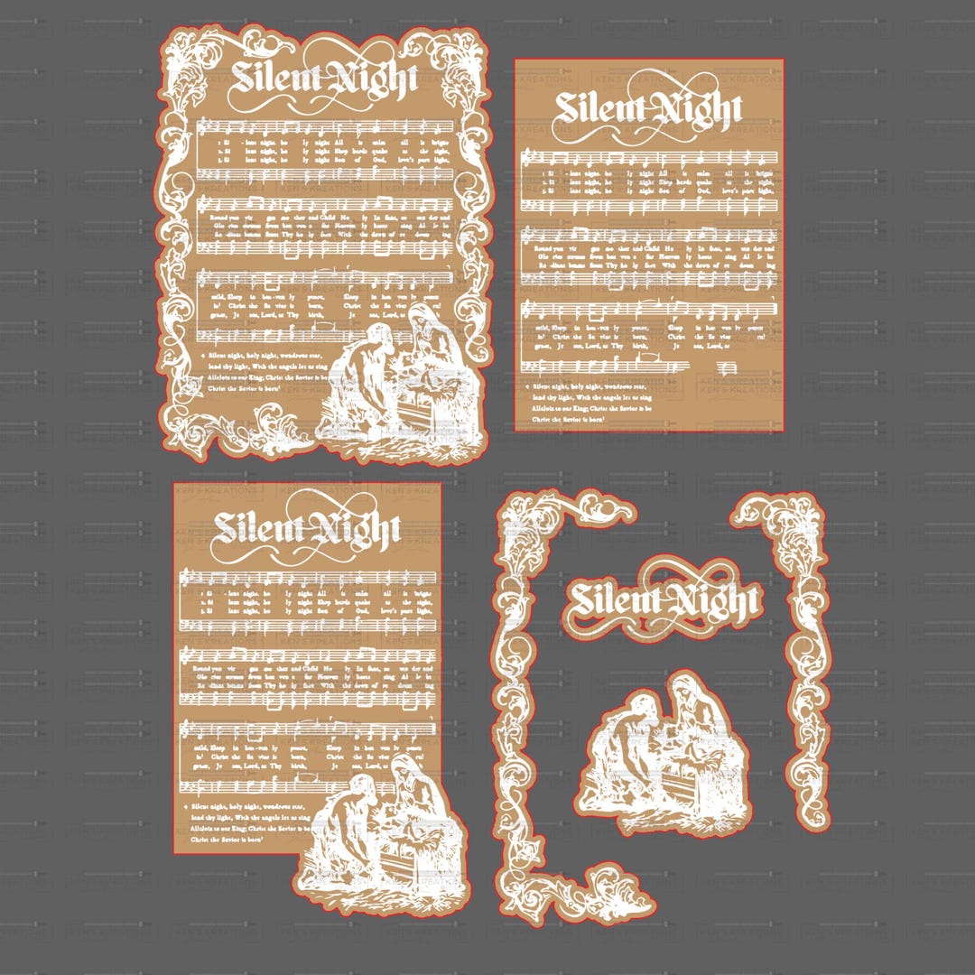 Vintage Silent Night SVG, PNG, and PDF Chalk File I Glowforge I Cricut ...