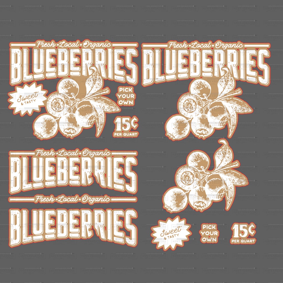 Vintage Blueberry July Chalk Club SVG and PNG File I Digital File I ...
