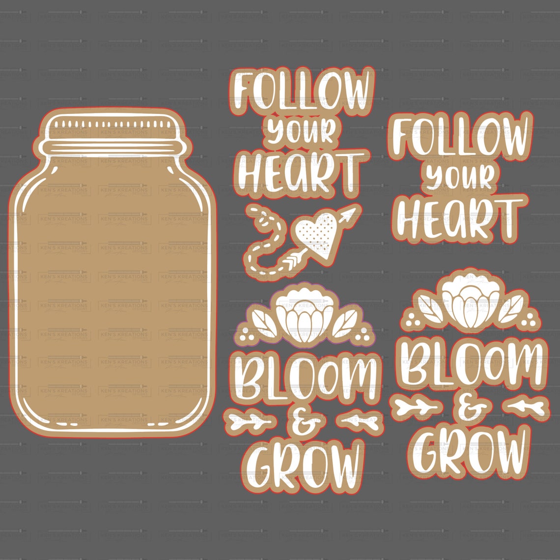 Jar Cutouts Bloom SVG & PNG File DIY Glowforge Laser File - Etsy