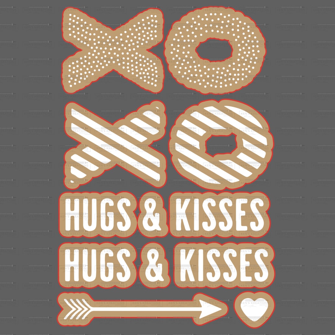 Xoxo Hugs Kisses SVG & PNG File , DIY, Glowforge, Laser File .15 Offset ...