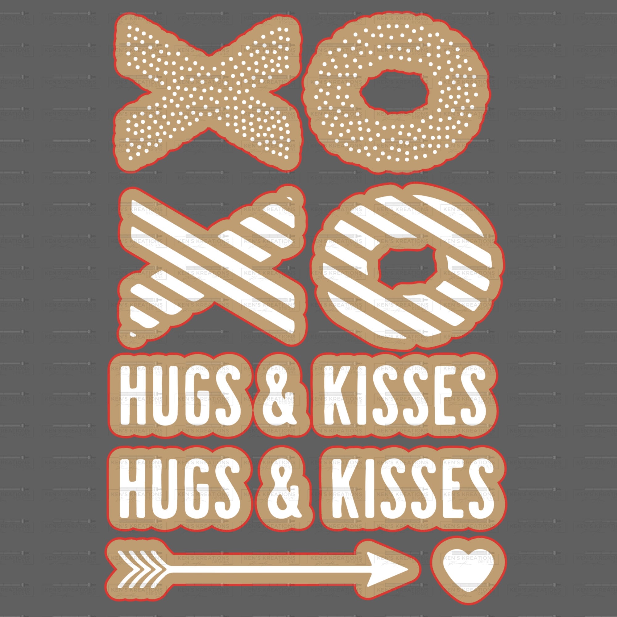 Xoxo Hugs Kisses SVG & PNG File , DIY, Glowforge, Laser File .15 Offset ...