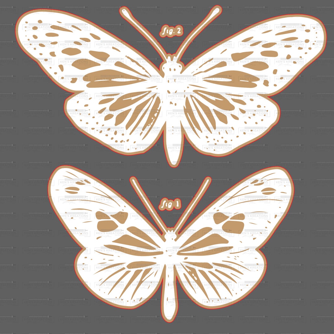 Two Etched Butterflies SVG & PNG Chalk File, DIY, Glowforge, Laser File ...
