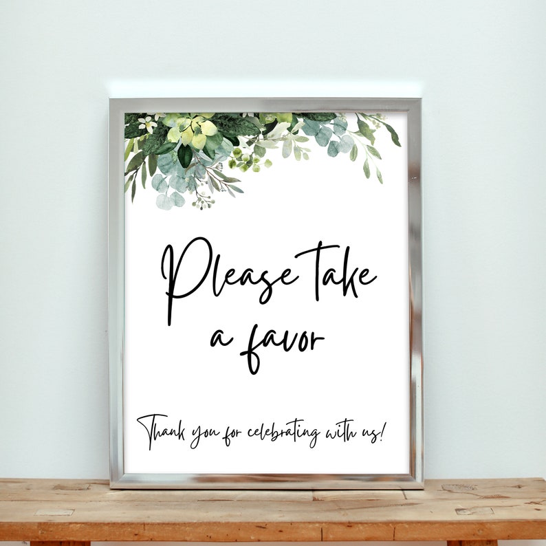Please Take Favor Sign Printable Baby Shower Sign Greenery - Etsy