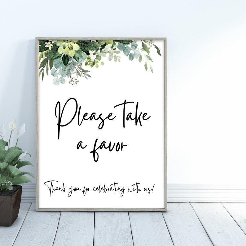 Please Take Favor Sign Printable Baby Shower Sign Greenery - Etsy