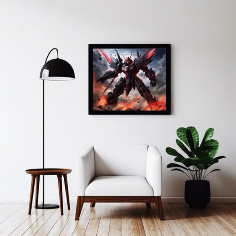 Black and Red Mech Robot Wall Art Digital Download High-quality Anime ...