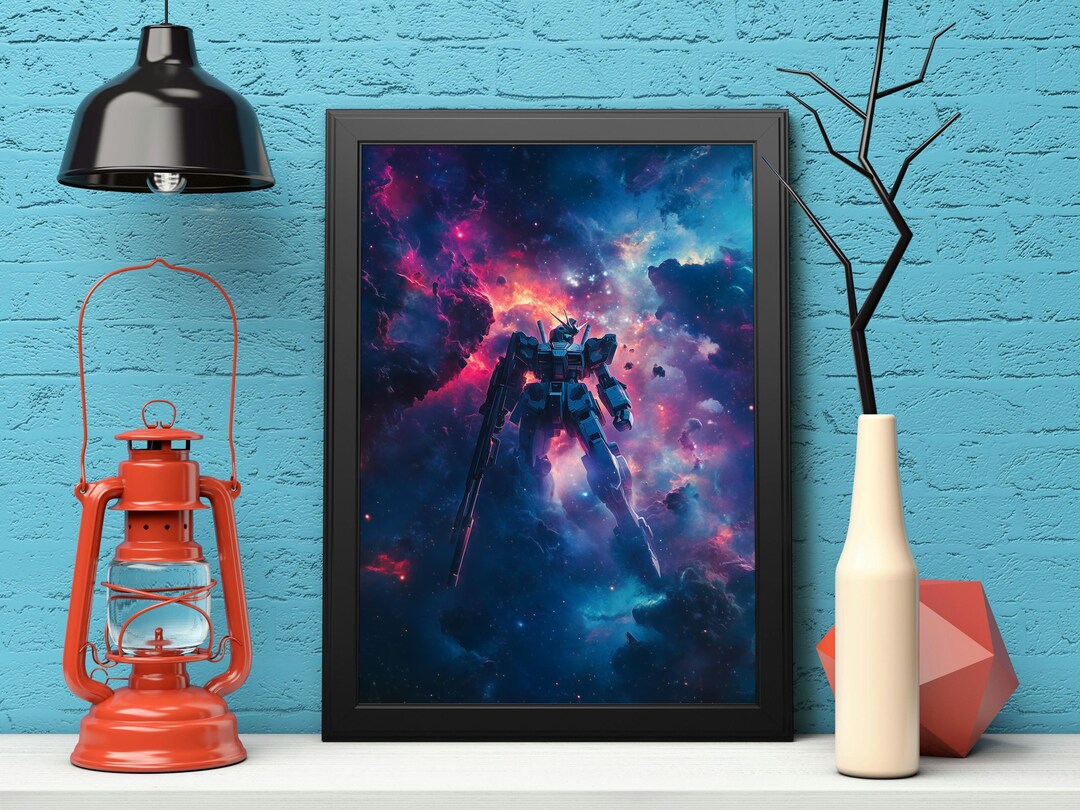 Gundam Cosmic Space Wall Art | Sci-fi Mecha Galaxy Print | Celestial ...