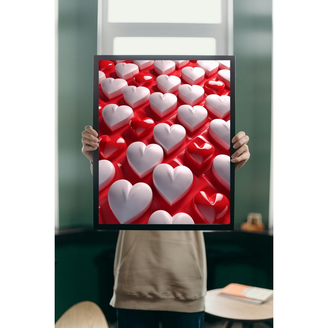 3D Pink Heart Wall Art Digital Download - Modern Love Décor, Romantic ...