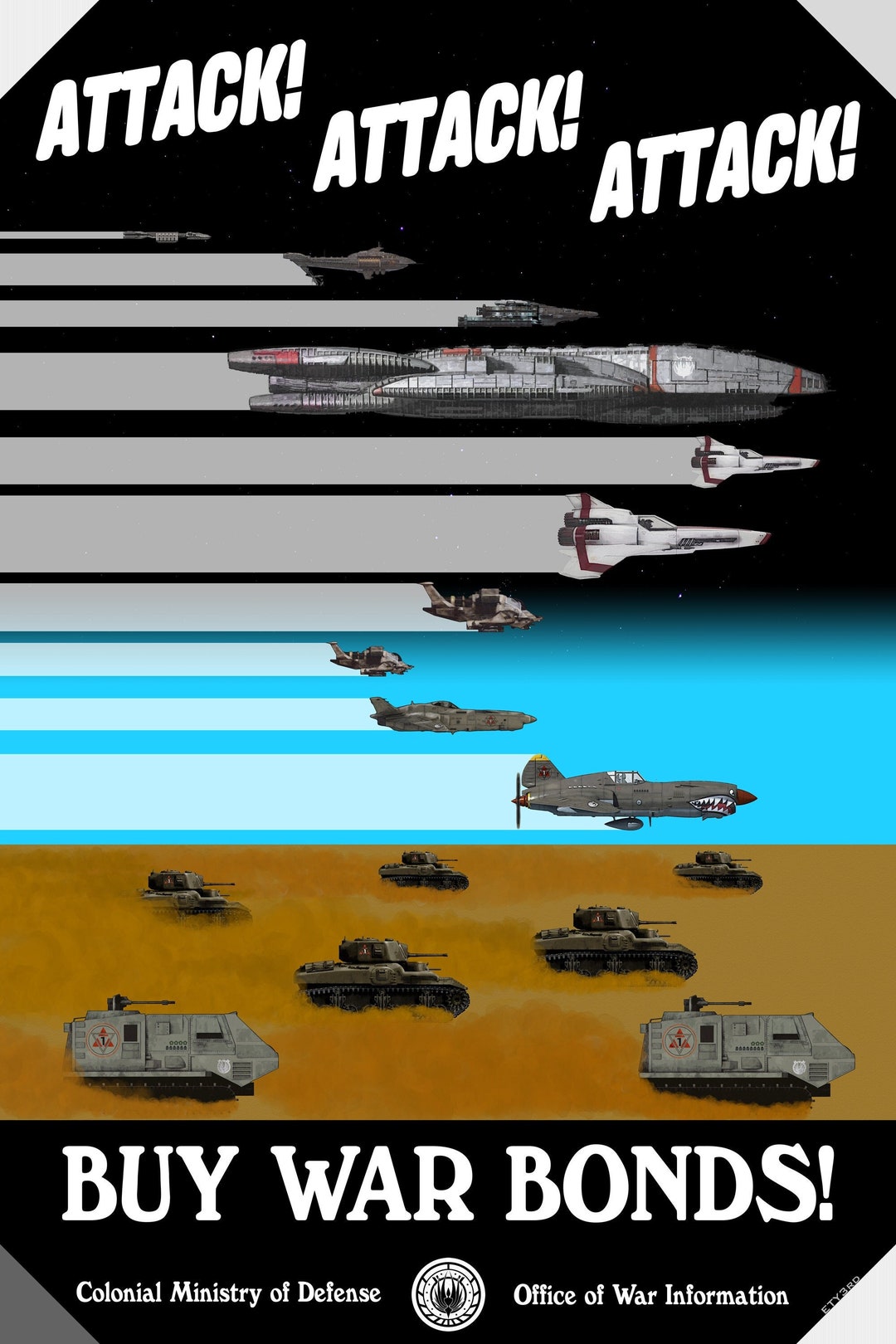 Cylon War Propaganda Poster - "attack! Attack! Attack!" - Etsy