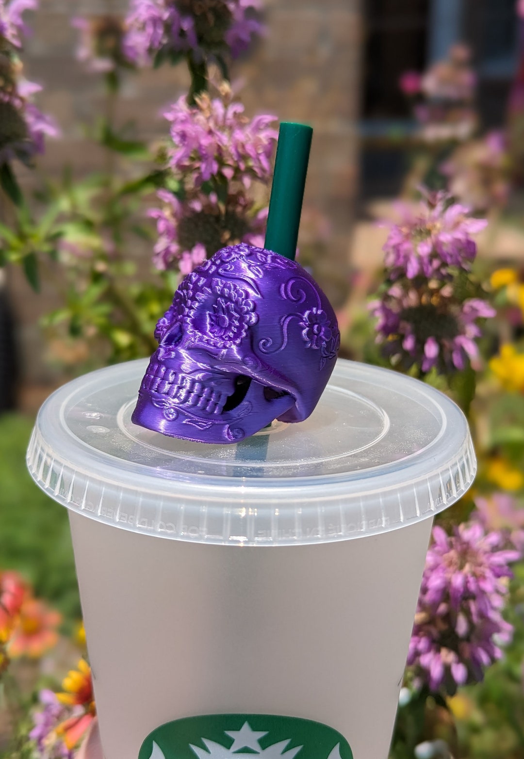 Sugar Skull Straw Topper - Etsy