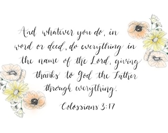Colossians 3:17 Handlettering Calligraphy - Etsy
