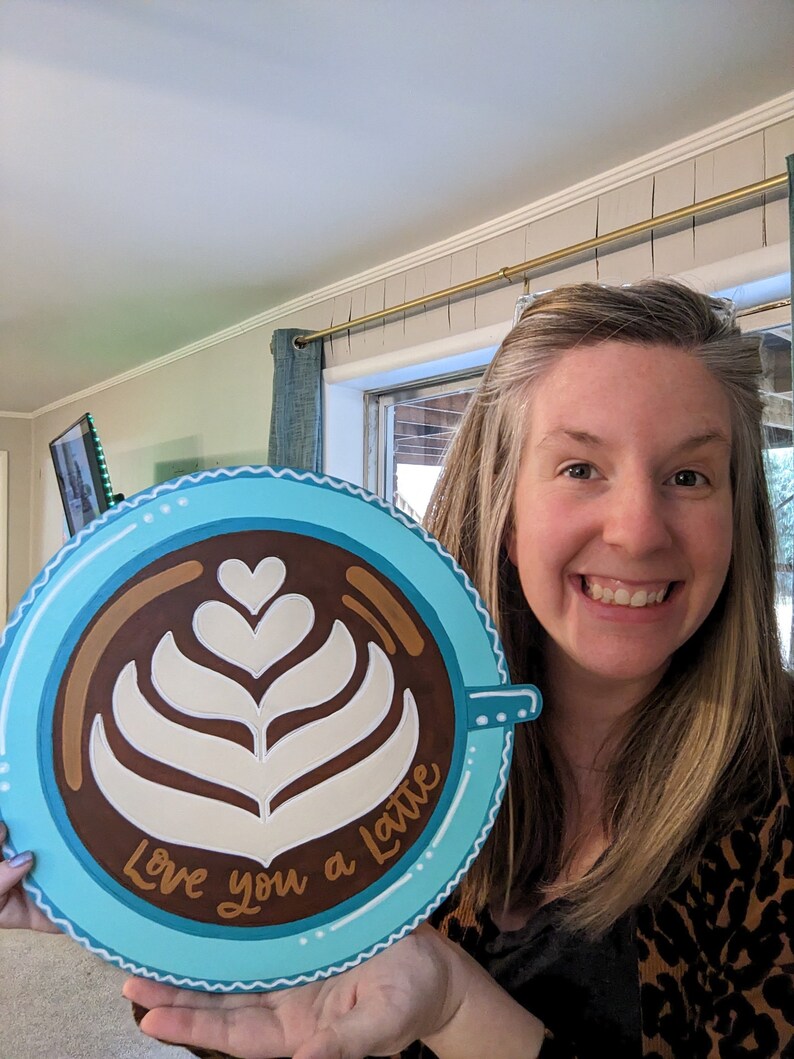 Love You A Latte Door Hanger Wall Frame Gift Valentine's Day Coffee ...