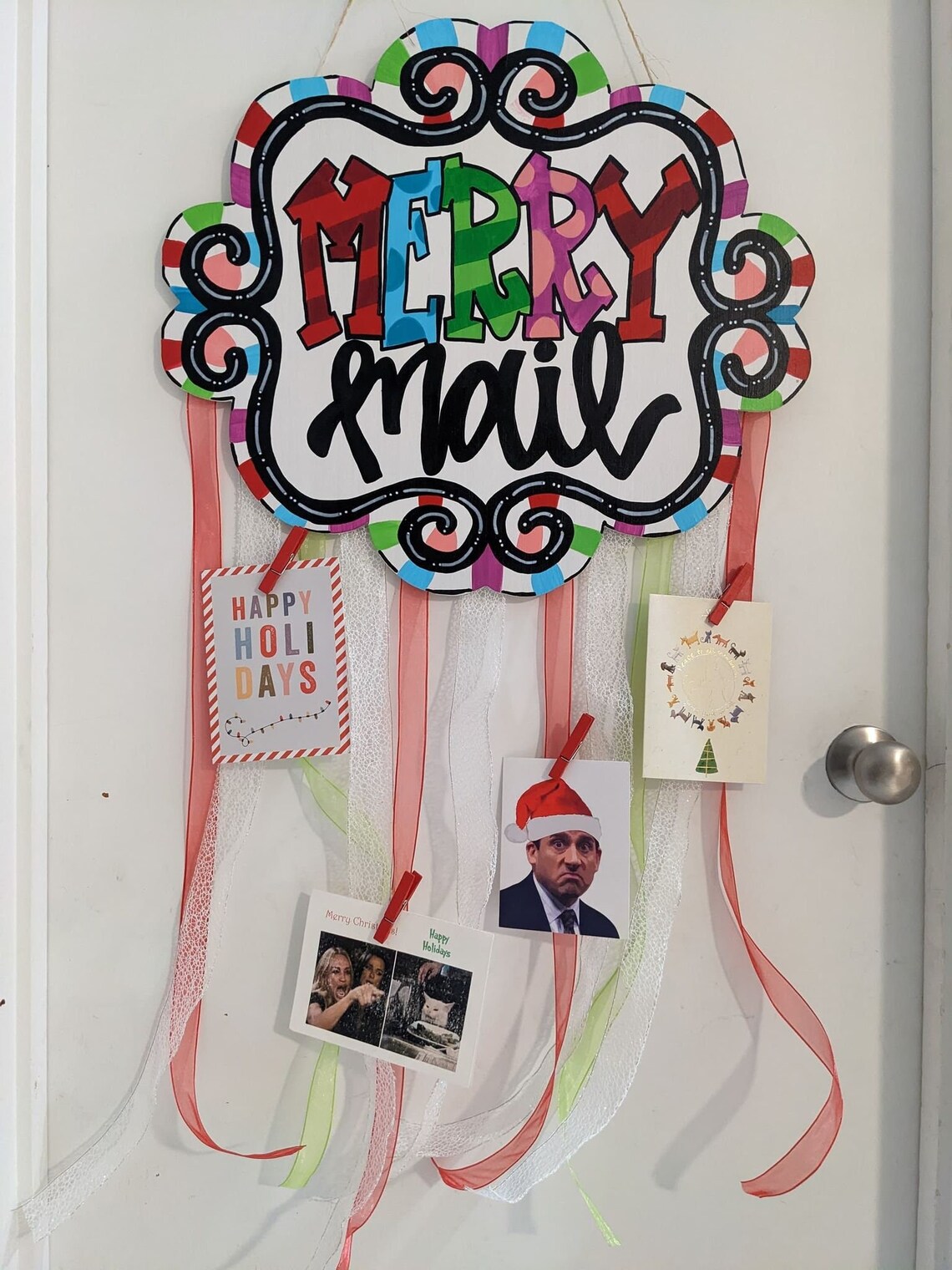 Merry Mail - Christmas & Holiday Card Holder - Handmade Gift - Card ...