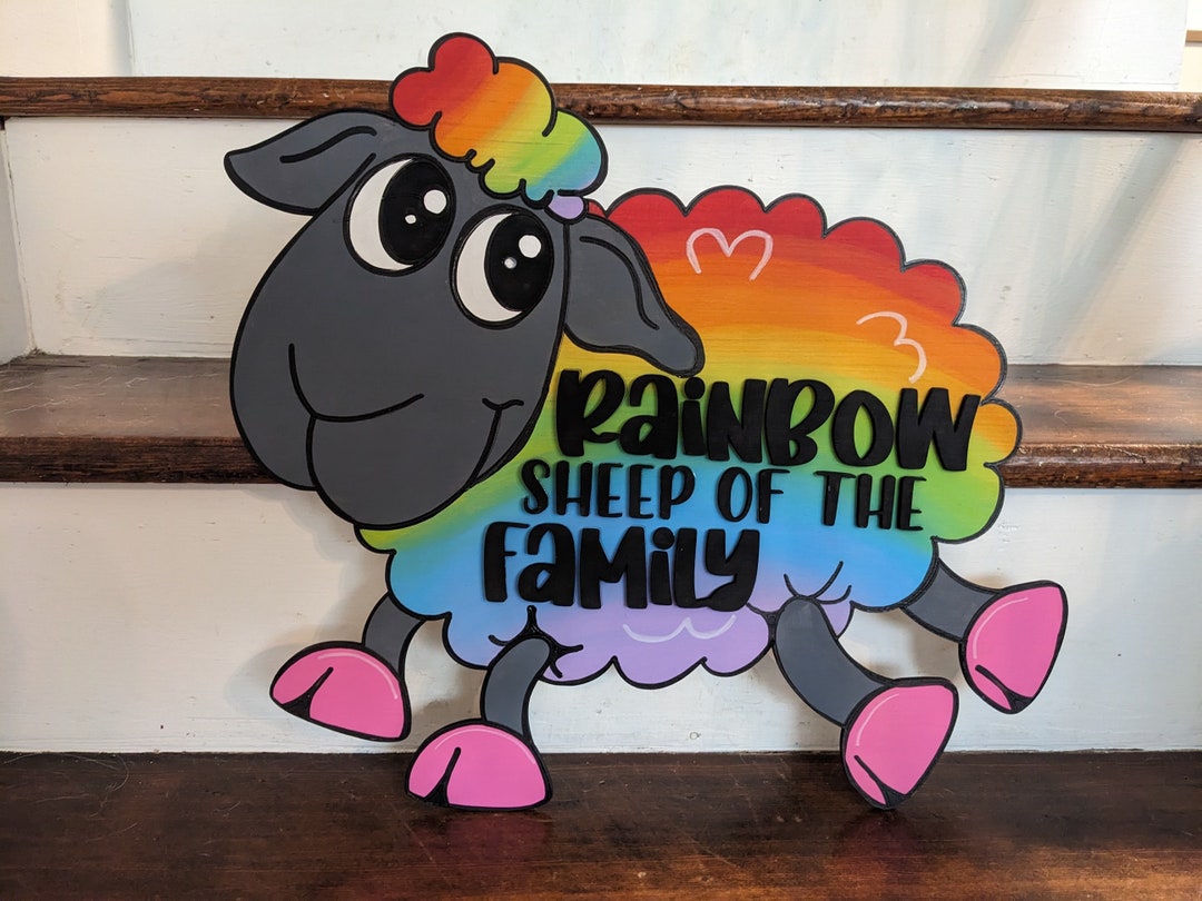 Handmade Rainbow Sheep of the Family Door Hanger, LGBTQ Pride Art ...