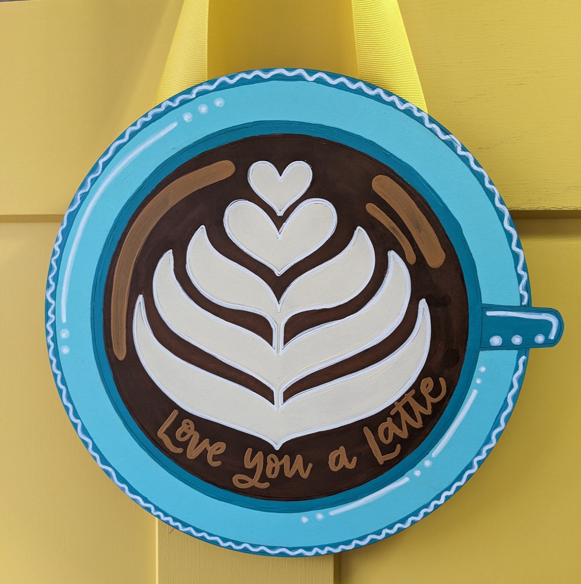 Love You A Latte Door Hanger Wall Frame Gift Valentine's Day Coffee ...