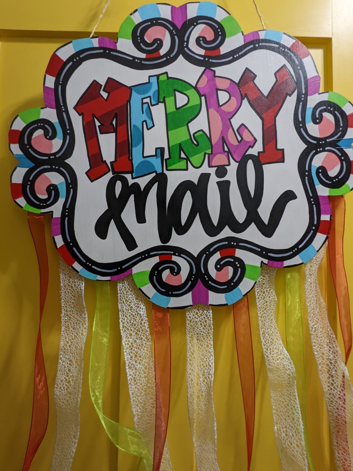 Merry Mail - Christmas & Holiday Card Holder - Handmade Gift - Card ...