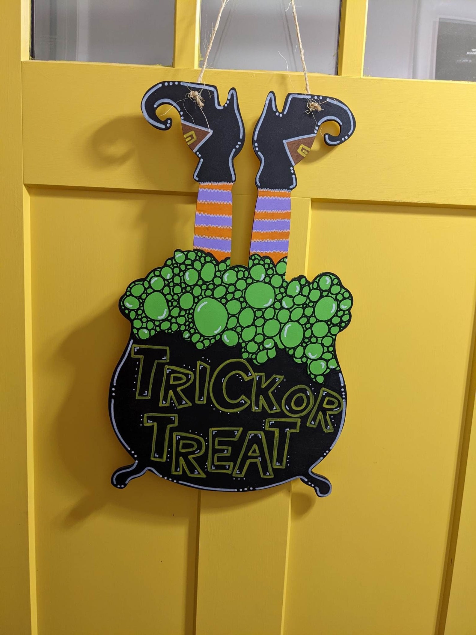 Witch Cauldron Door Hanger Potion Witch Legs Wall Hanging Halloween ...