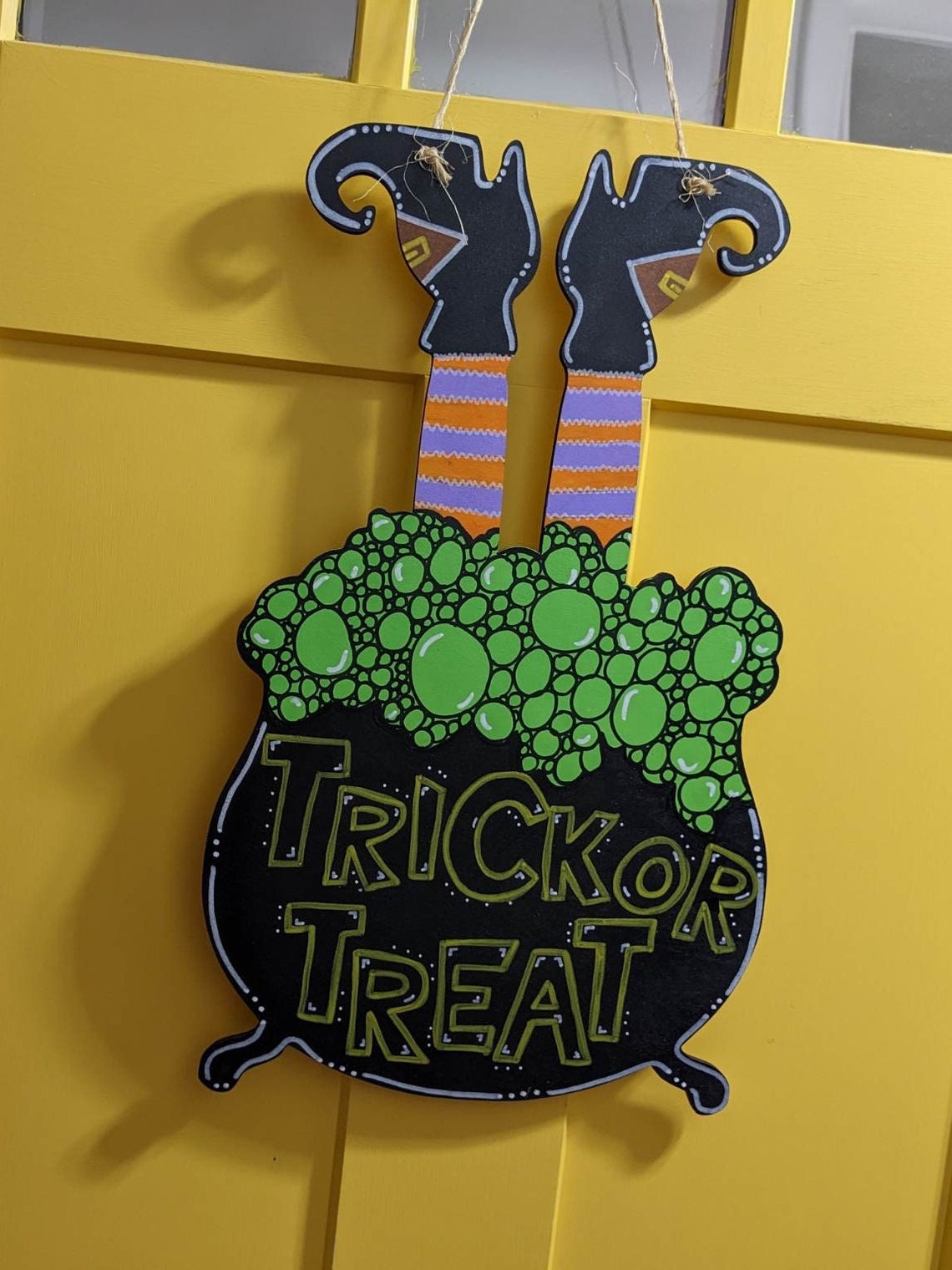 Witch Cauldron Door Hanger Potion Witch Legs Wall Hanging - Etsy