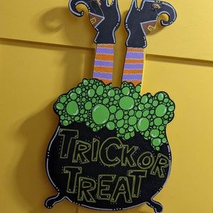 Witch Cauldron Door Hanger Potion Witch Legs Wall Hanging Halloween ...