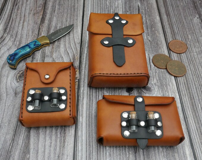 Leather Belt Pouches - Pouch - LARP Leather Pouch - Foraging Pouch ...
