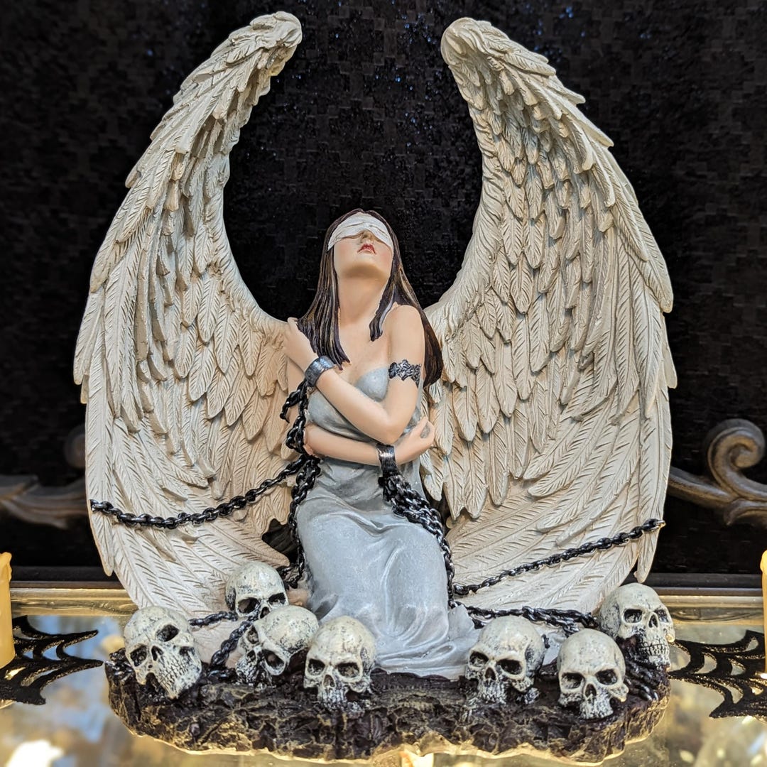 Angel in Darkness Statue, Angel Sculpture, Gothic Angel Figurine ...