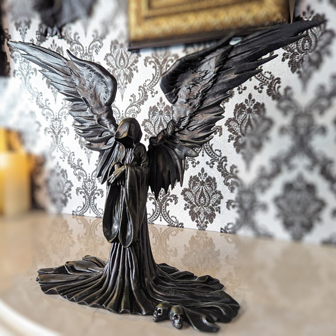 Angel of Death Statue, Grim Reaper Figurine, Gothic Decor Figure, Dark ...