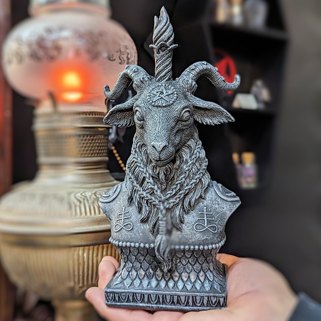 Small Baphomet Bust, Sabbatic Goat Resin Figure, Baphomet Statue, Dark ...