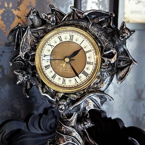 Bat Coven Clock, Bat Figurine Clock, Gothic Home Decor, Dark Halloween ...