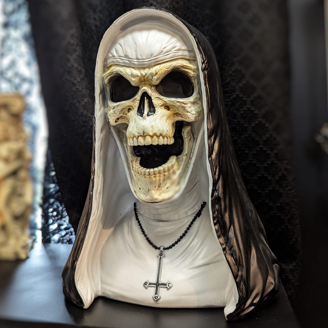 Satanic Nun Bust, Nun Skull Figure, Occult Statue, Skeletal Nun ...