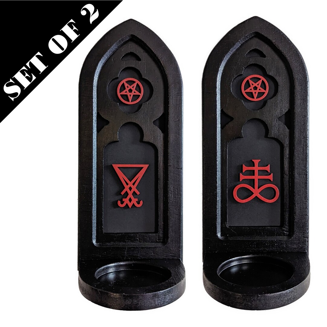 SET OF 2 Satanic Wall Sconce,black Background gothic/satanic Decor ...
