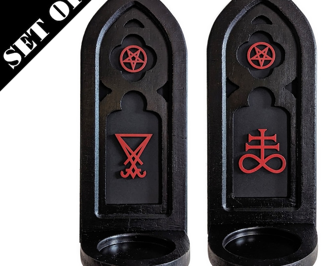 SET OF 2 Satanic Wall Sconce,black Background gothic/satanic Decor ...