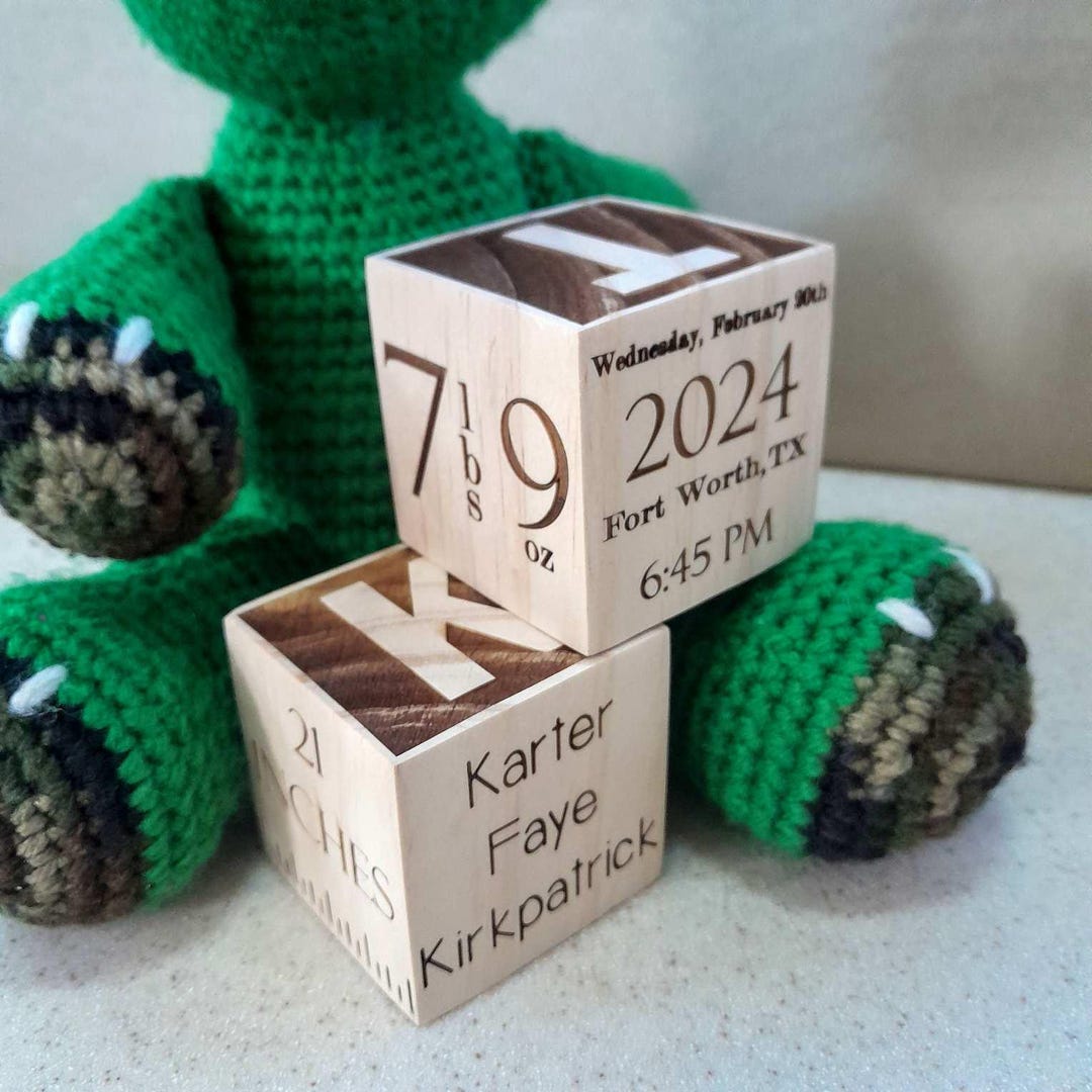 Wooden Baby Birth Stats Block | Baby Name Block | Baby Stats Block - Etsy