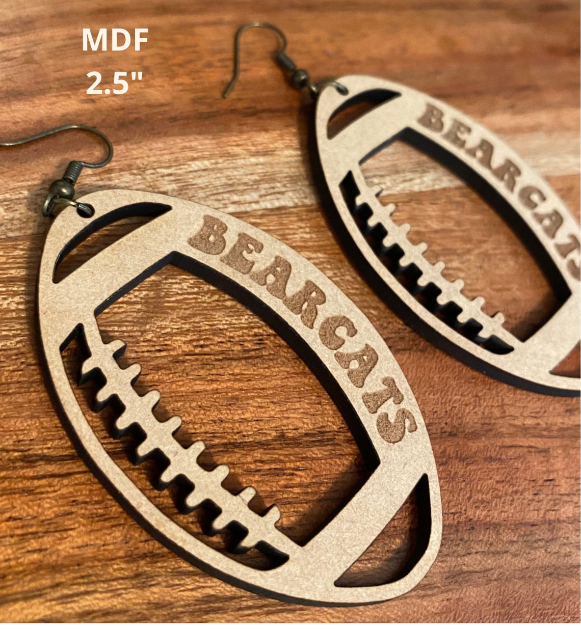 Custom Football Earrings | Wood Football Earrings | Personalized ...