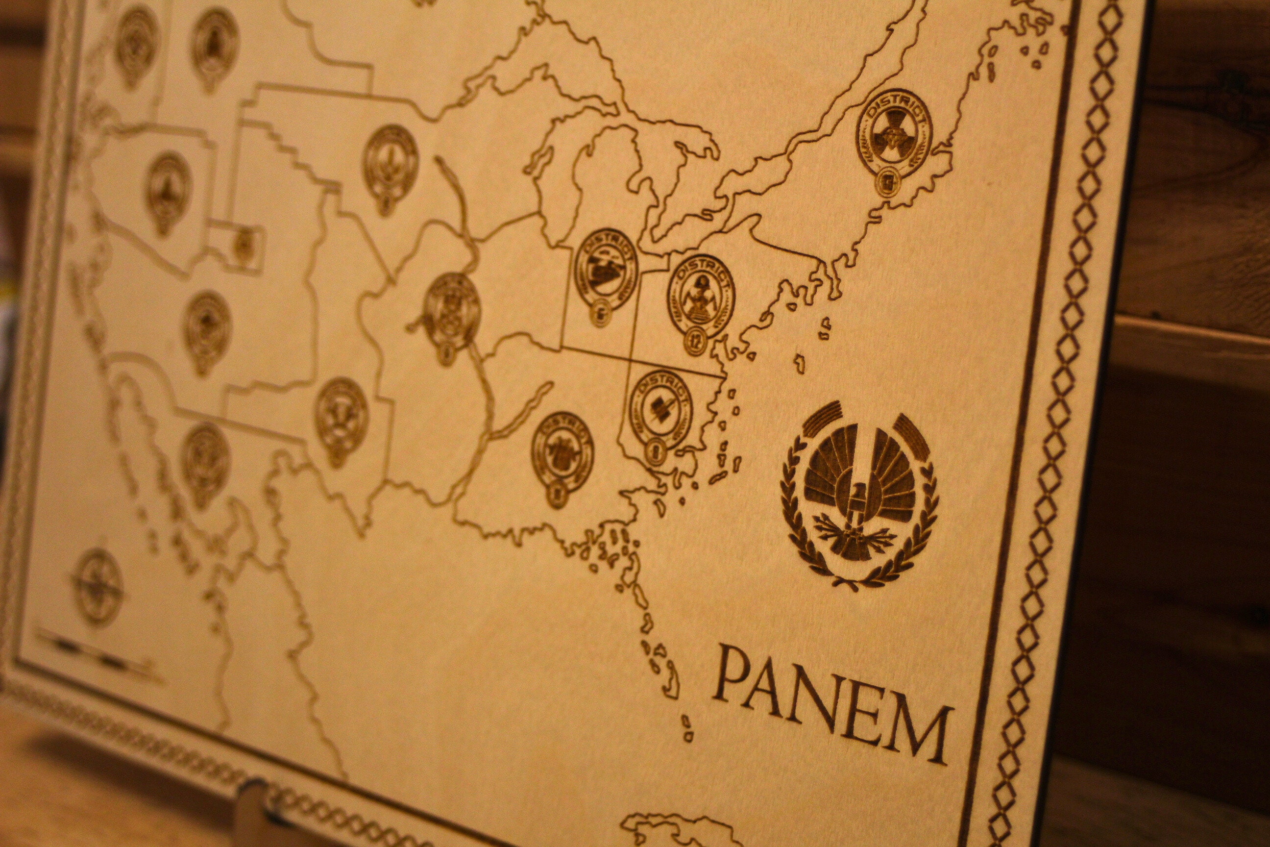 Laser Engraved Hunger Games Map | Panem Wooden Map - Etsy