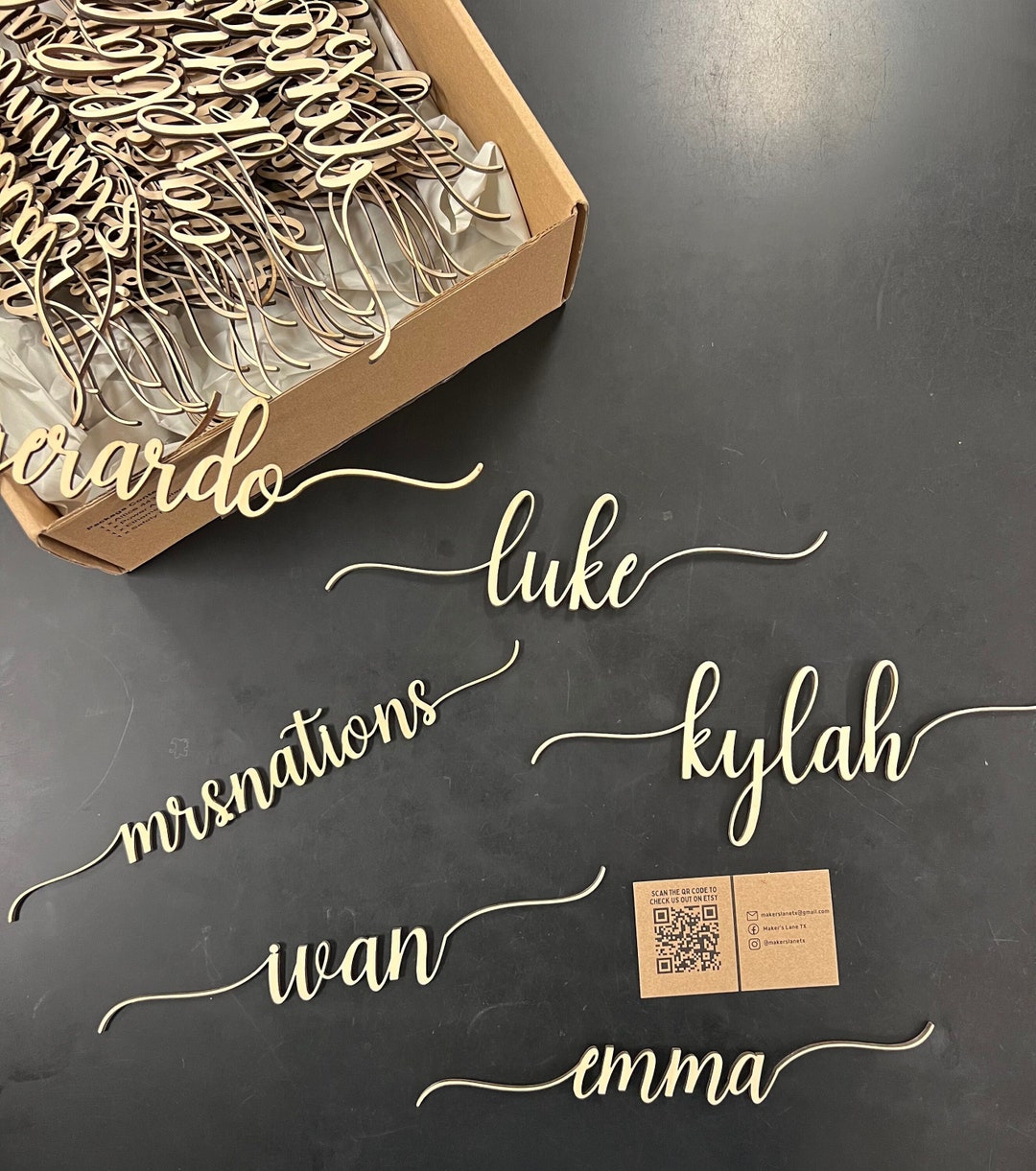 Name Place Setting | Wooden Name Place Card | Wedding Place Setting ...