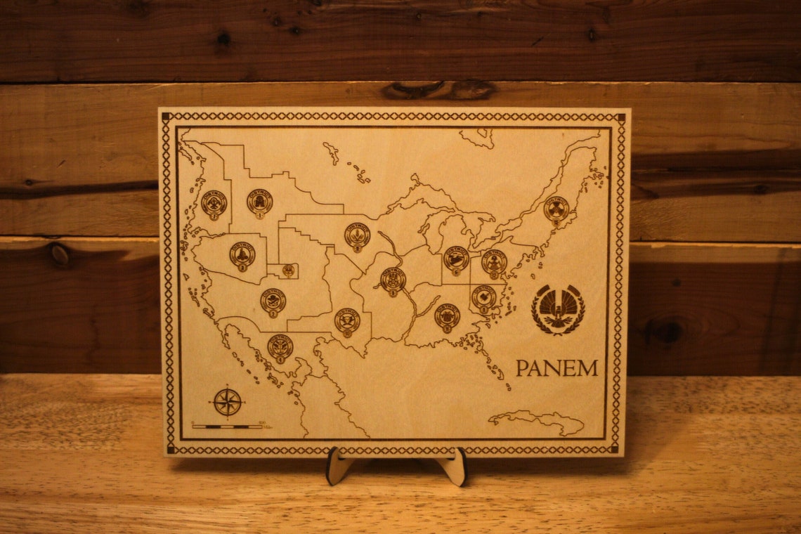 Laser Engraved Hunger Games Map | Panem Wooden Map - Etsy