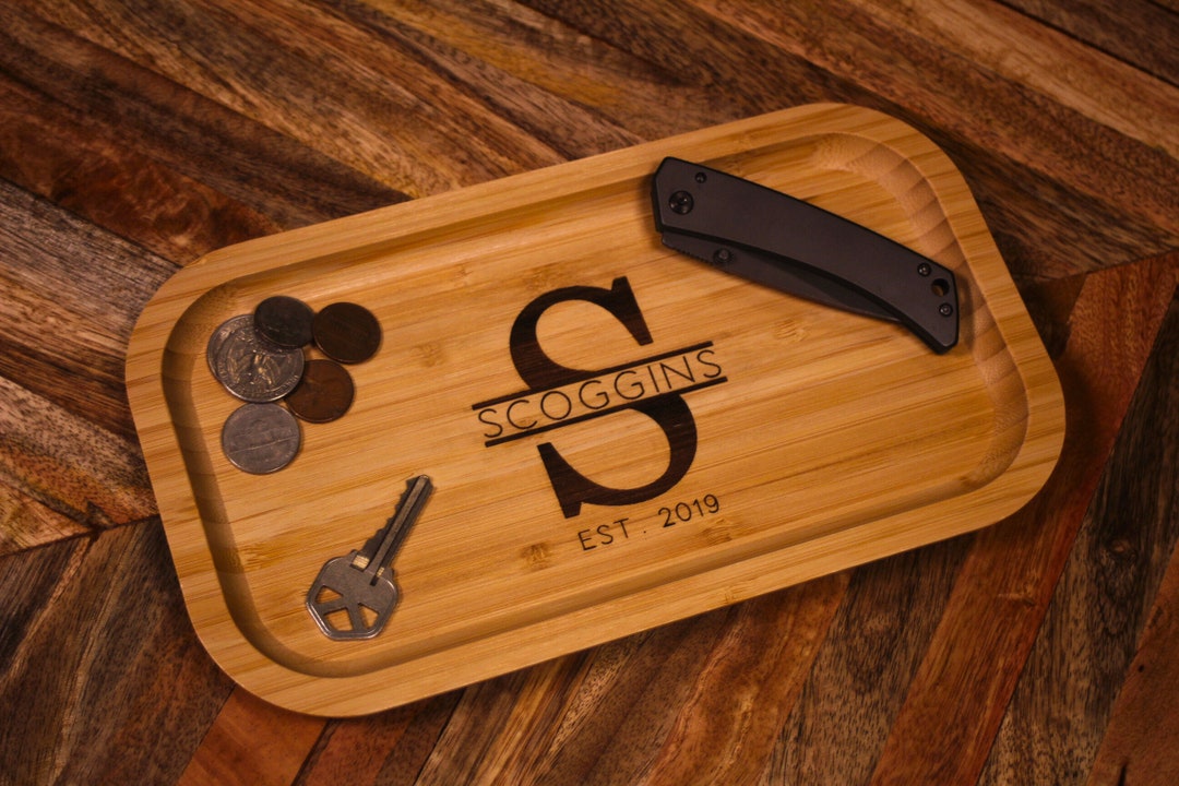 Engraved Bamboo Entryway Tray | Wooden Key Tray | Catch All Tray ...