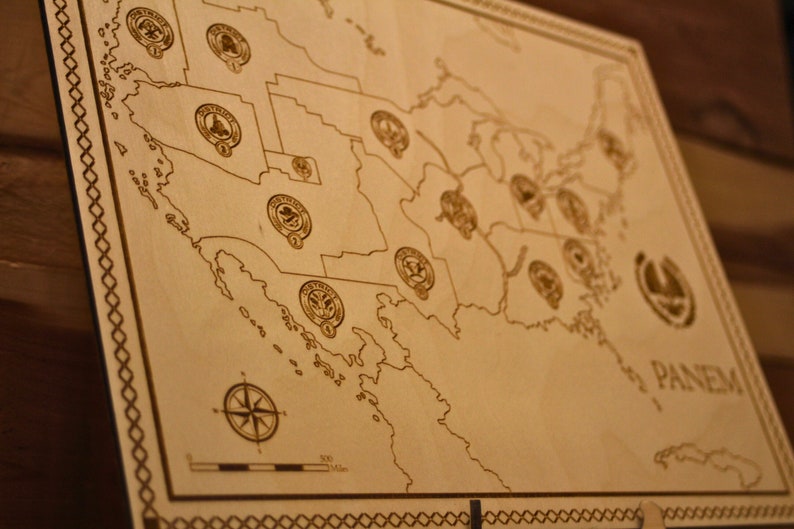 Laser Engraved Hunger Games Map | Panem Wooden Map - Etsy