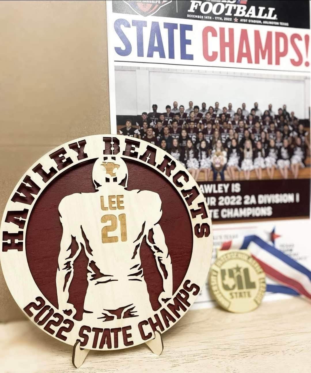 Custom Football Player Sign | State Champions Plaque | Laser Cut ...