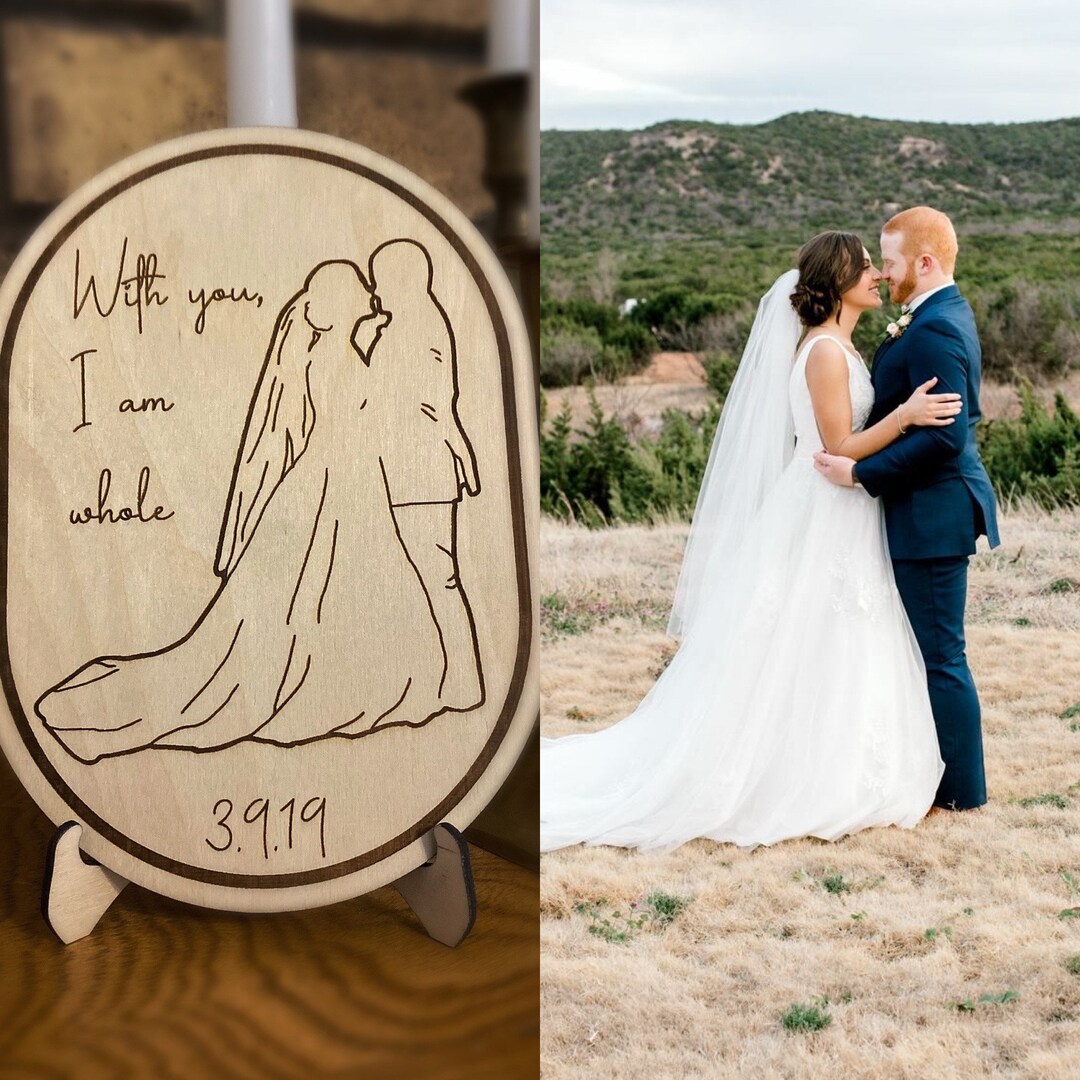 Line Art Custom Laser Engraved Picture | Wedding Day Line Art Picture ...