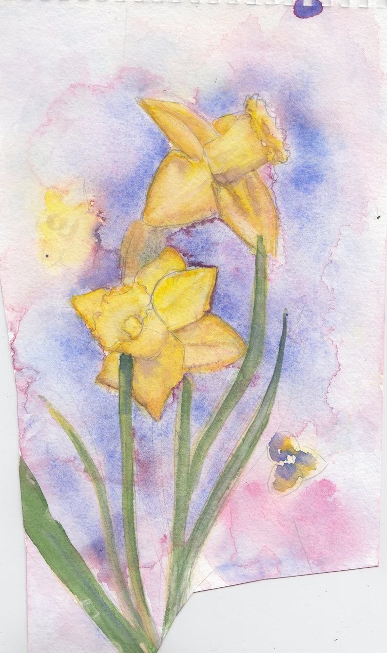 Original Daffodil Watercolor Painting, Spring Watercolor Painting ...