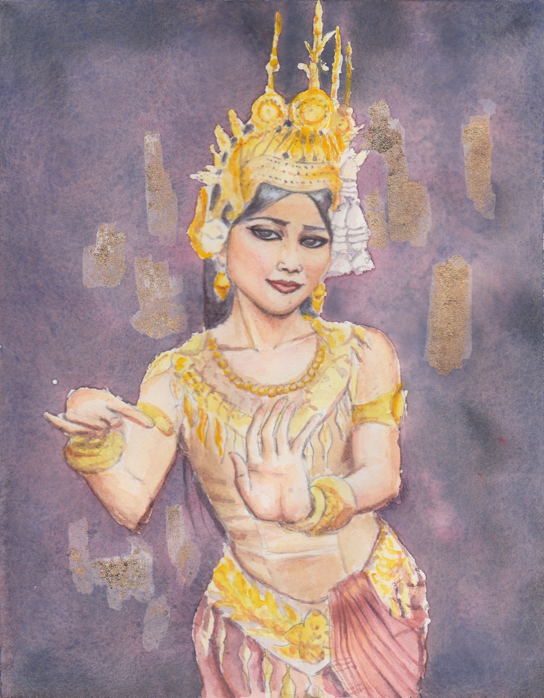 Apsara Watercolor Painting Print, Khmer Dancer Print, Cambodian Print, Angkor Watt, Apsara ...