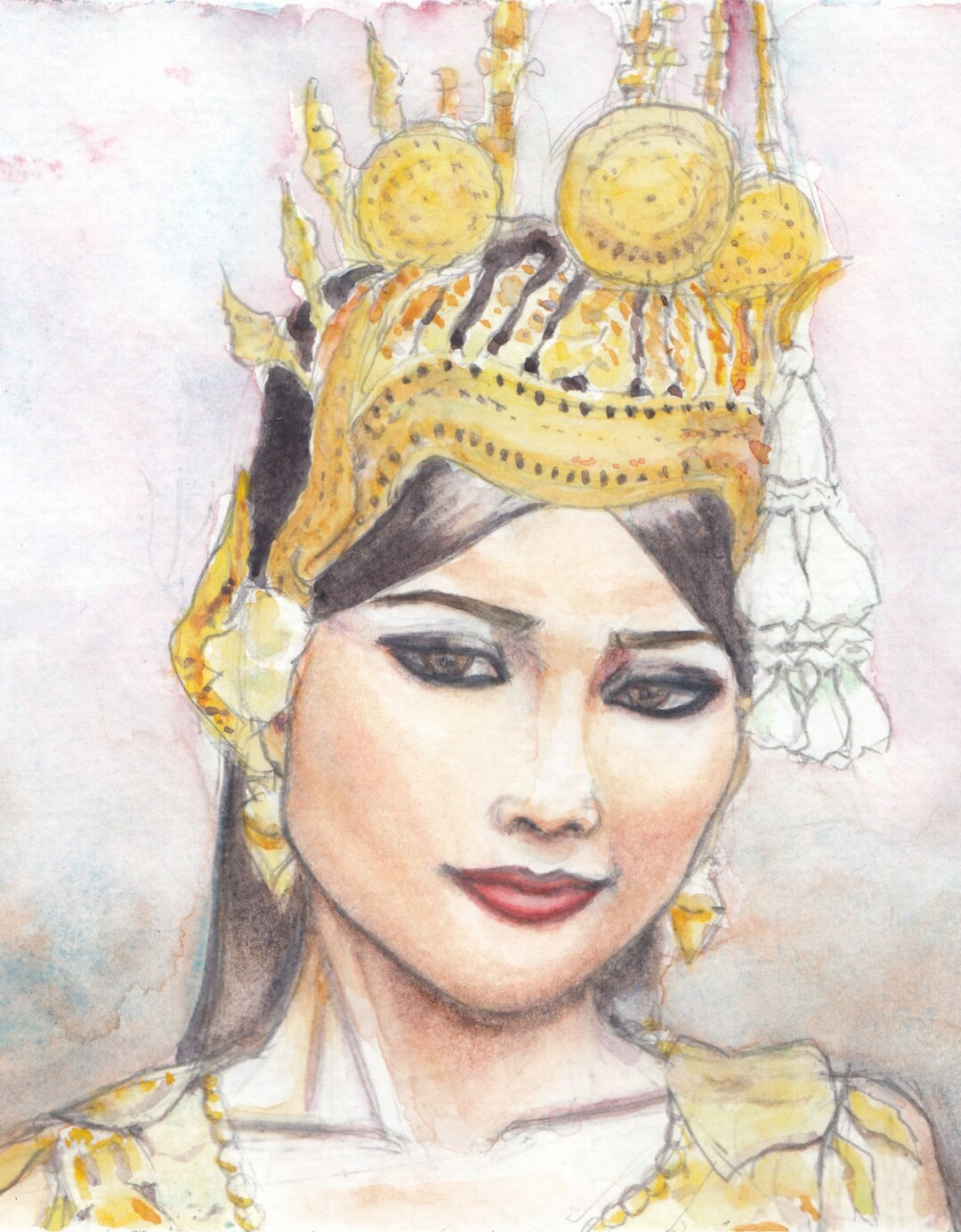 Khmer Apsara Print, Apsara Dancer Painting, Cambodian Apsara Painting, Cambodia Traditional ...