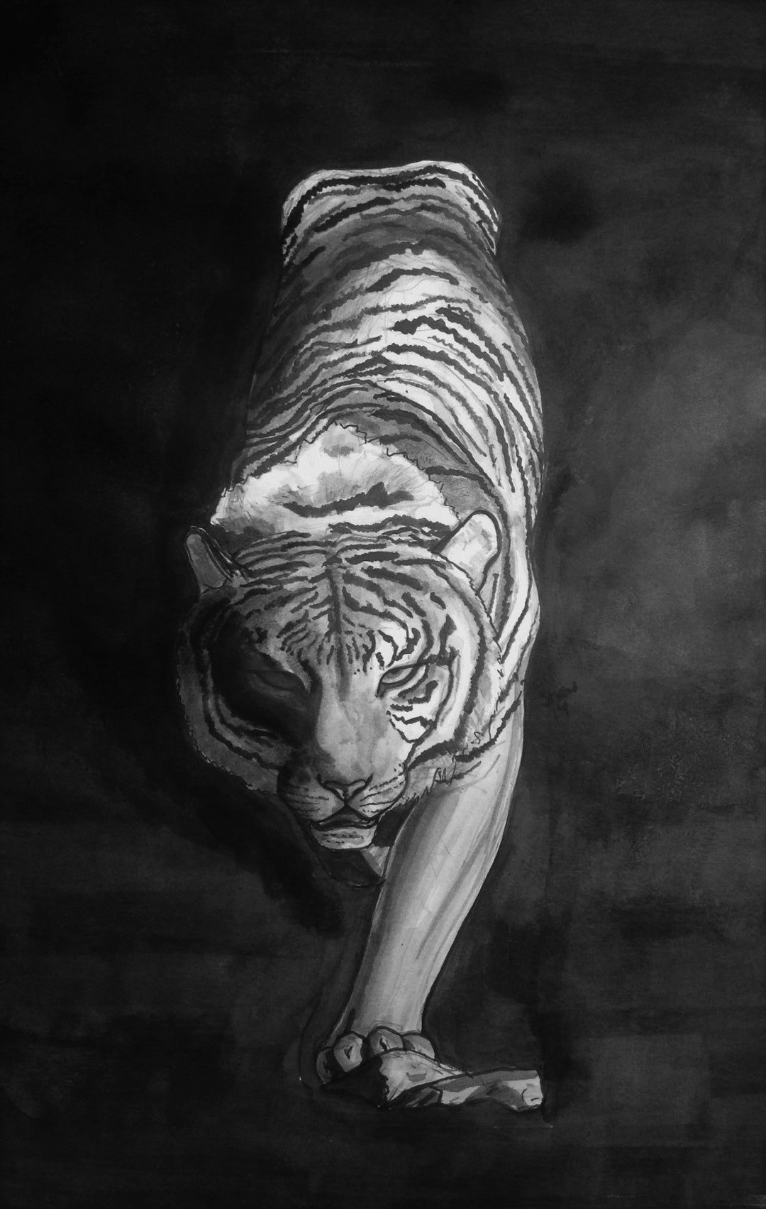 Fierce Tiger Ink Painting Black and White Tiger Painting Ink - Etsy